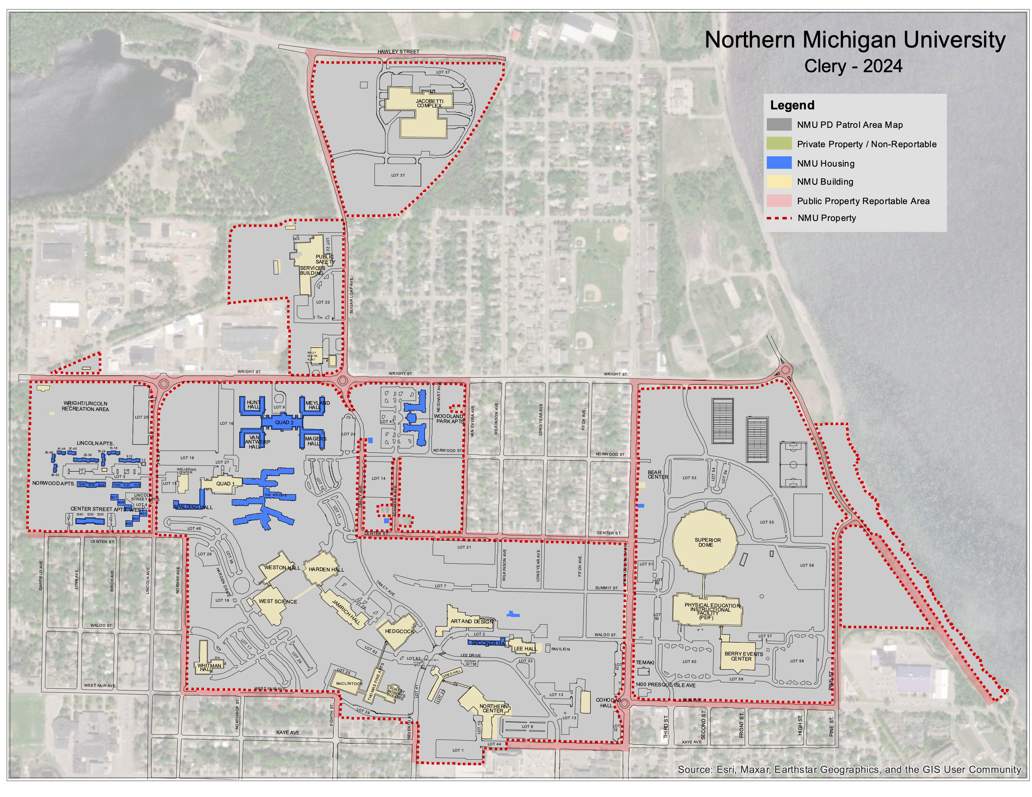 Clery Geography Map | NMU Police Department